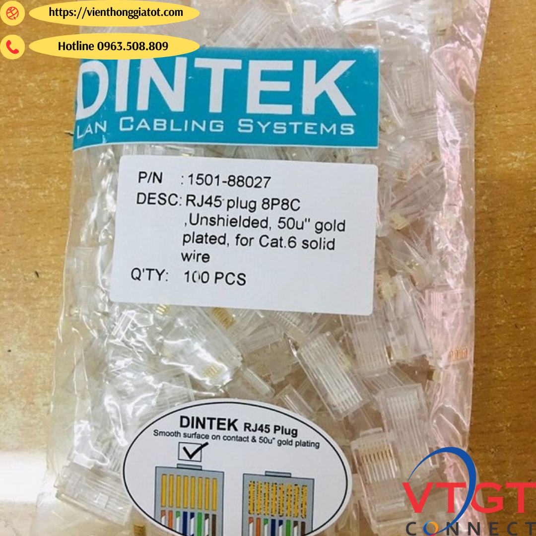 Đầu mạng hạt mạng Cat 6 DINTEK chính hãng (1501-88027) | vienthonggiatot.com